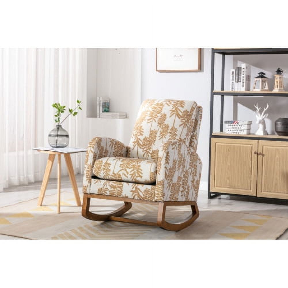 Rocking Chair, Modern Upholstered Rocking Chair with High Back and Wood ...