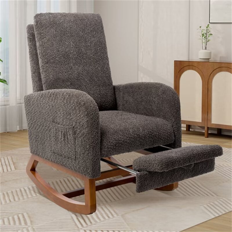 Rocking Chair Nursery, 25.4"W Upholstered High Back Accent Lounge ...