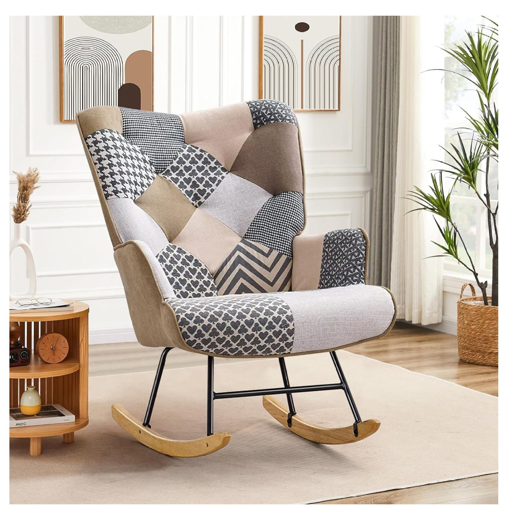 Rocking Chair Nursery, Boho Nursery Glider Rocker Modern Accent Chair ...