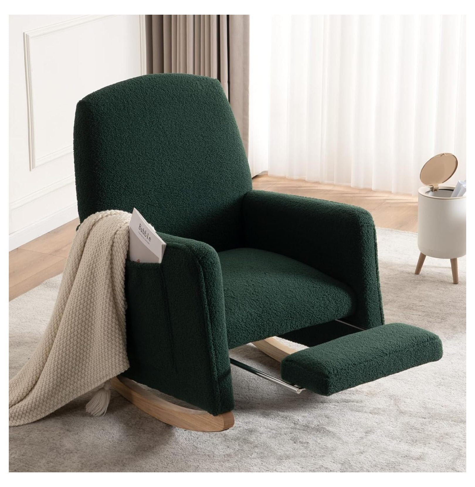 Rocking Chair Nursery,Glider Chair with Adjustable Footrest and High ...