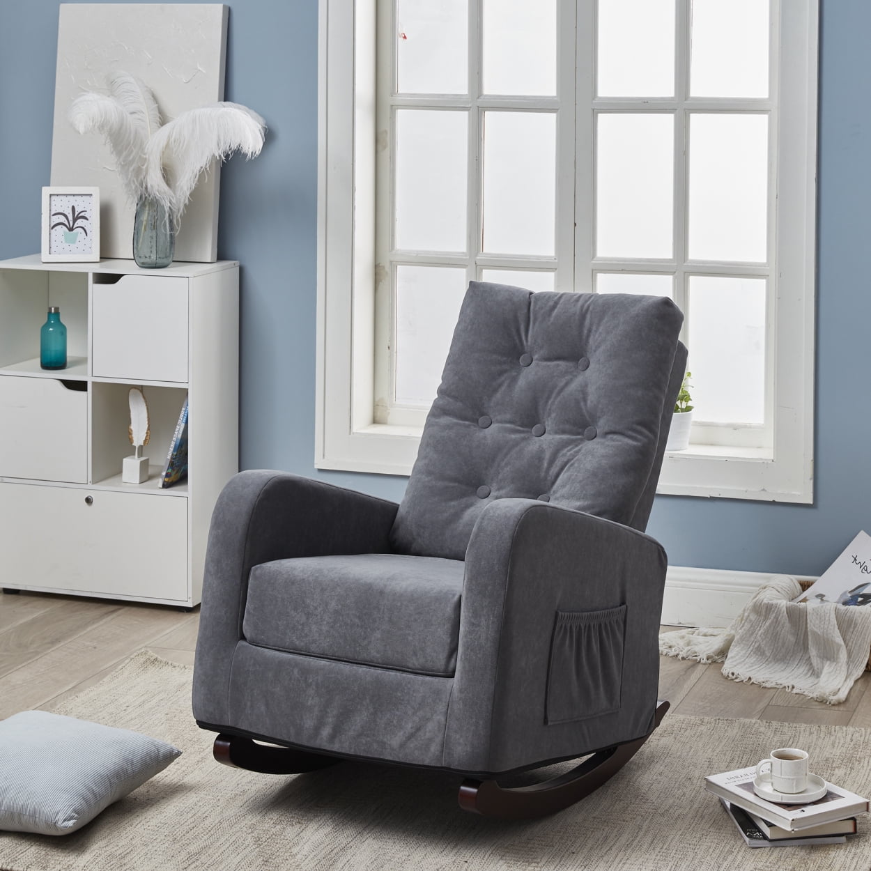 Rocking Chair Nursery, Glider Modern Accent Chairs Chair with High Back ...