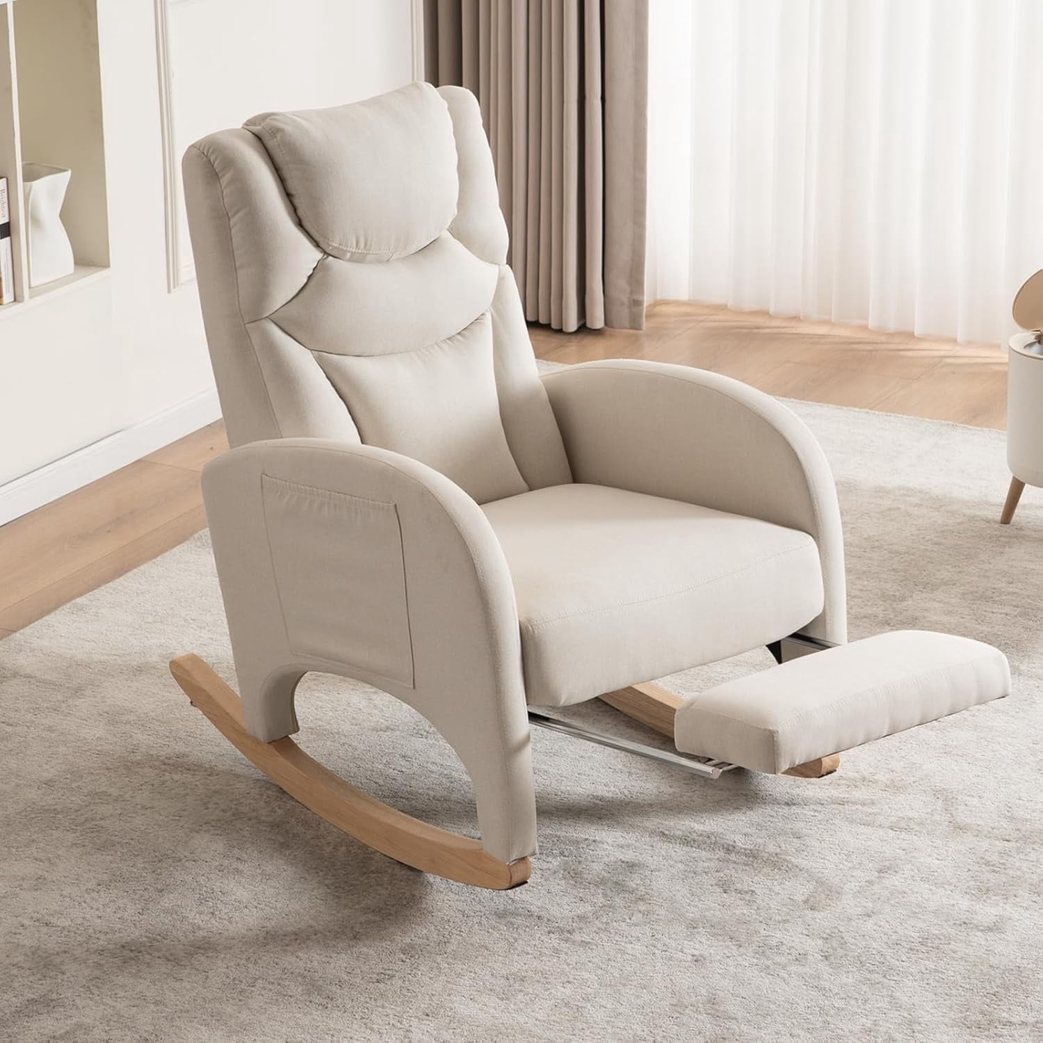 Rocking Chair Nursery,Modern Glider Chair with Adjustable Footrest and ...