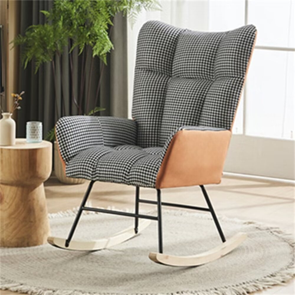 Rocking Chair Nursery, Modern Soft Leathaire Glider Rocker with Padded ...