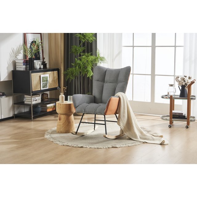 Rocking Chair for Nursery, Modern Solid Wood Legs Reading Chair ...