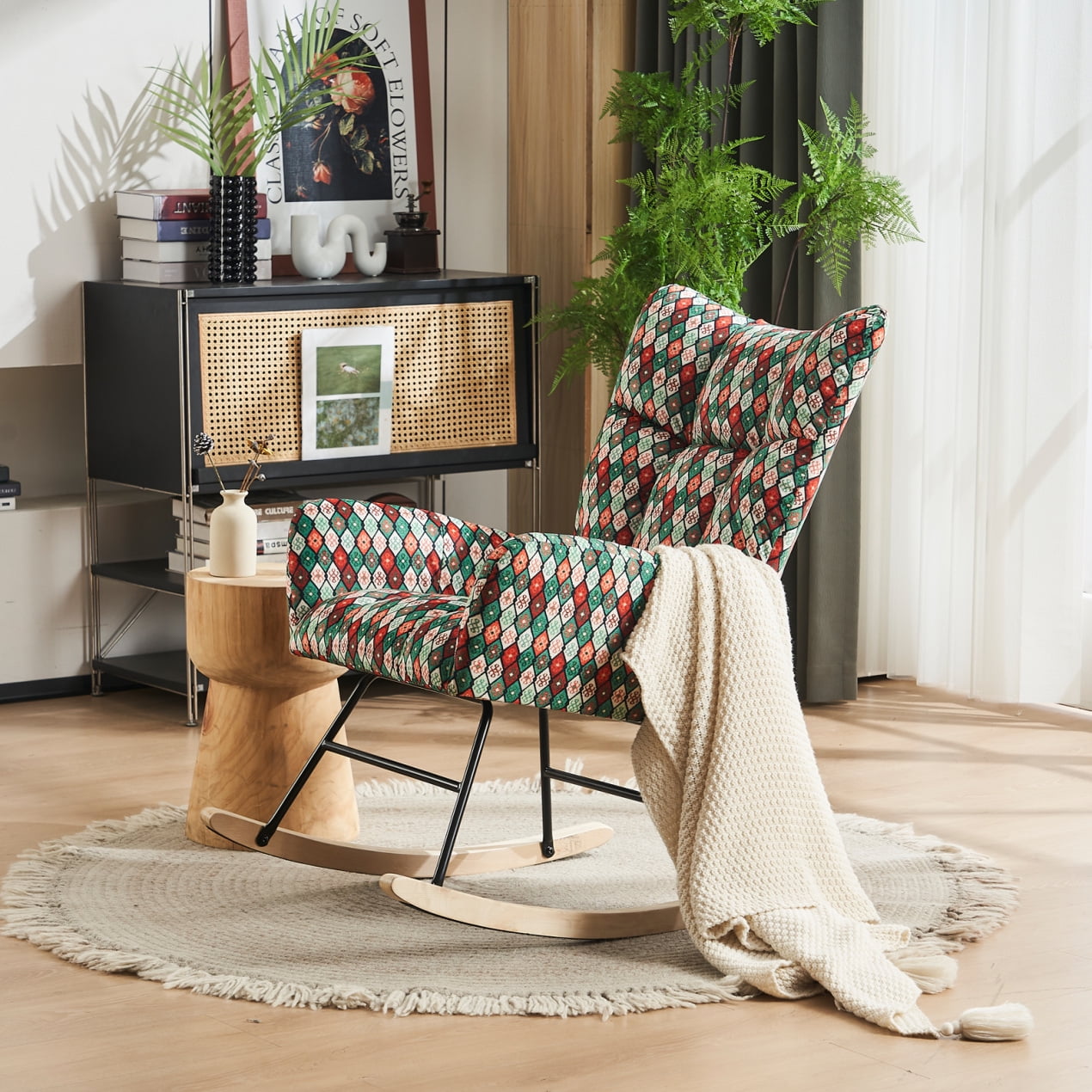 Rocking Chair Nursery, Nursery Rocking Chairs with High Backrest and ...