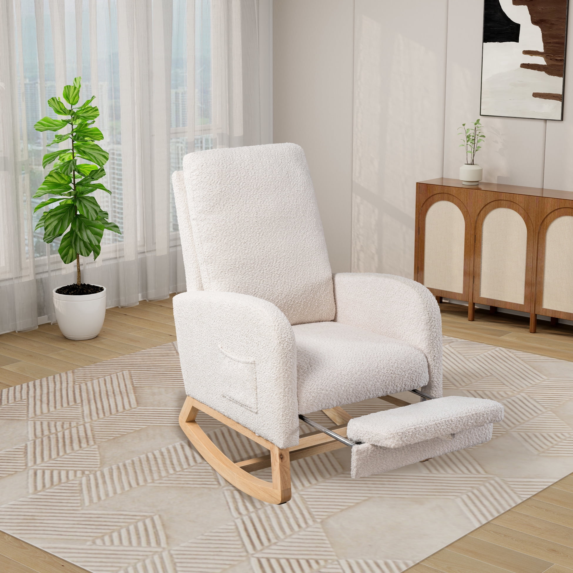Rocking Chair Nursery, Nursery Rocking Chairs with Retractable Footrest ...