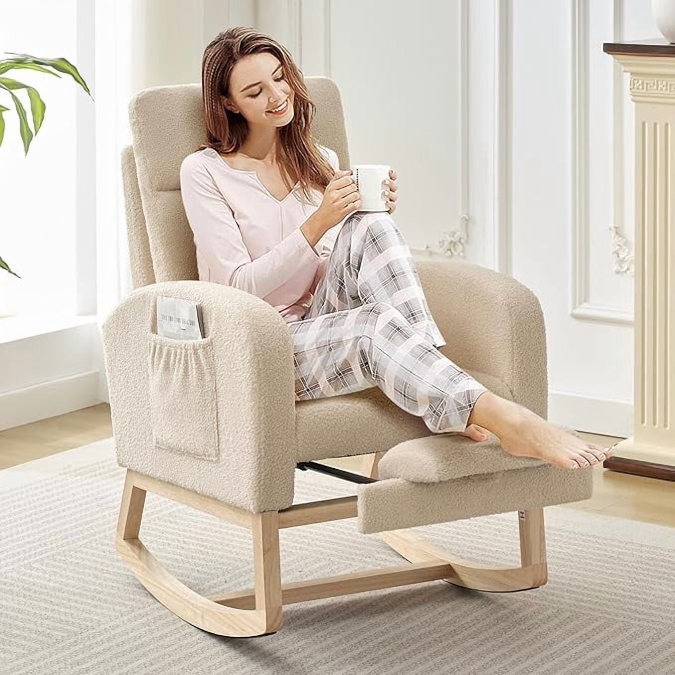 Rocking Chair Nursery, Nursing Rocking Chairs with Foot Rest for Mom ...
