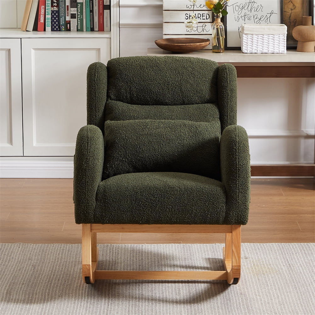 Rocking Chair Nursery, Recliner Armchair with Wood Legs, Side Pockets ...
