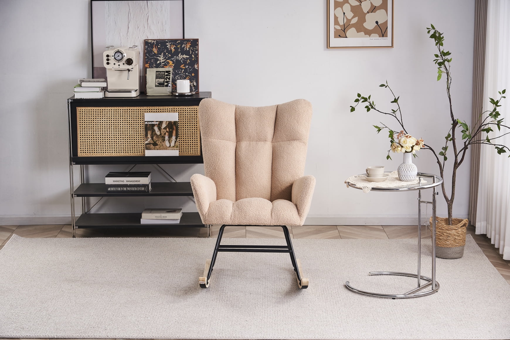 Modern Nursery Rocking Chair with High Wing Backrest, Glider Rocker ...