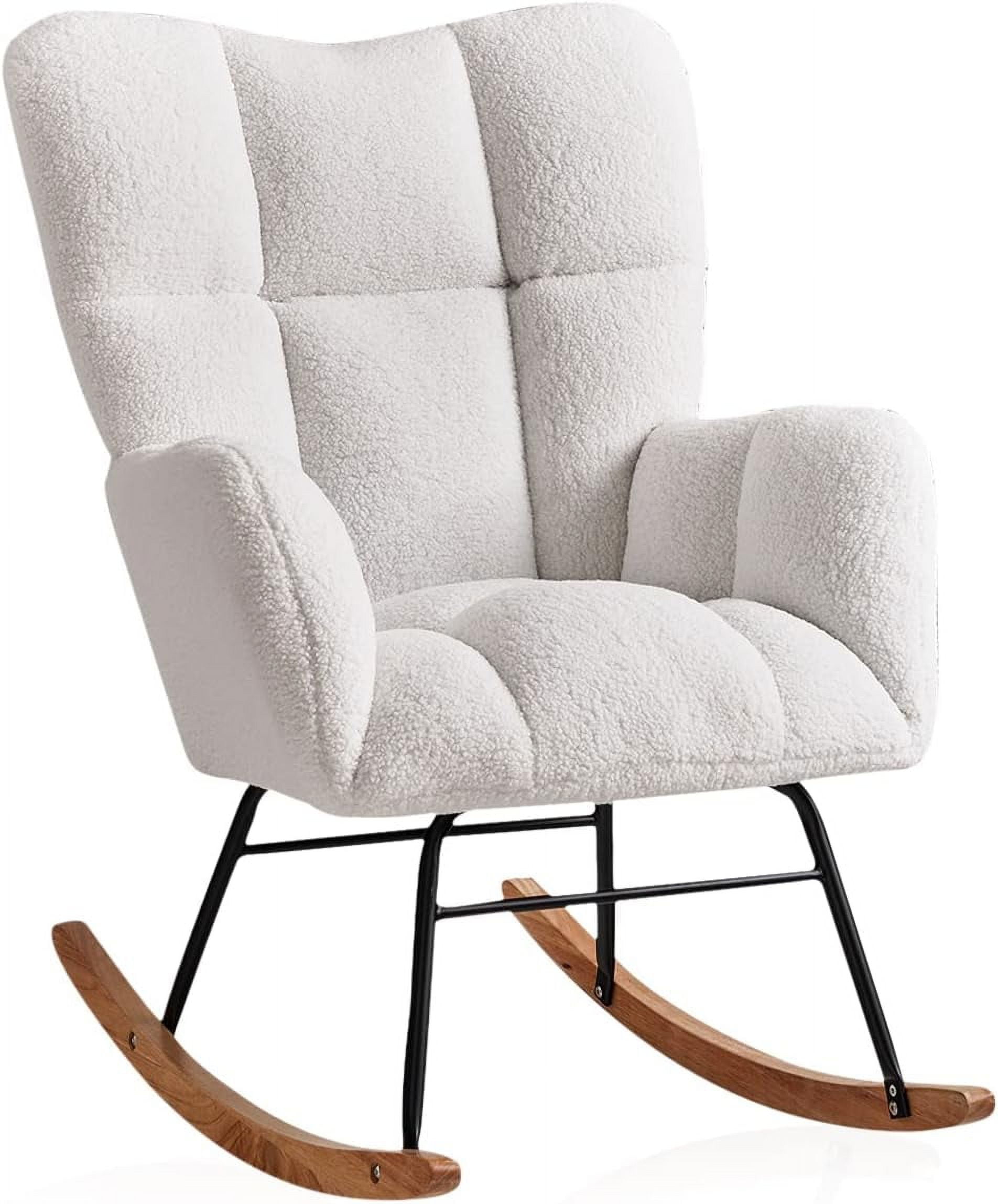Rocking Chair Nursery, Teddy Glider Rocker with High Backrest, Modern ...