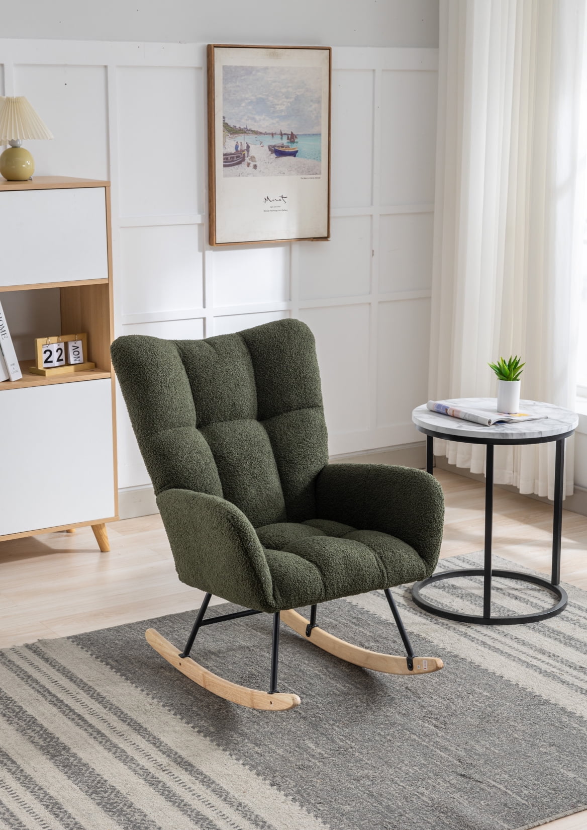 Rocking Chair, Nursery Rocking Chair, Teddy Upholstered Glider Rocker ...