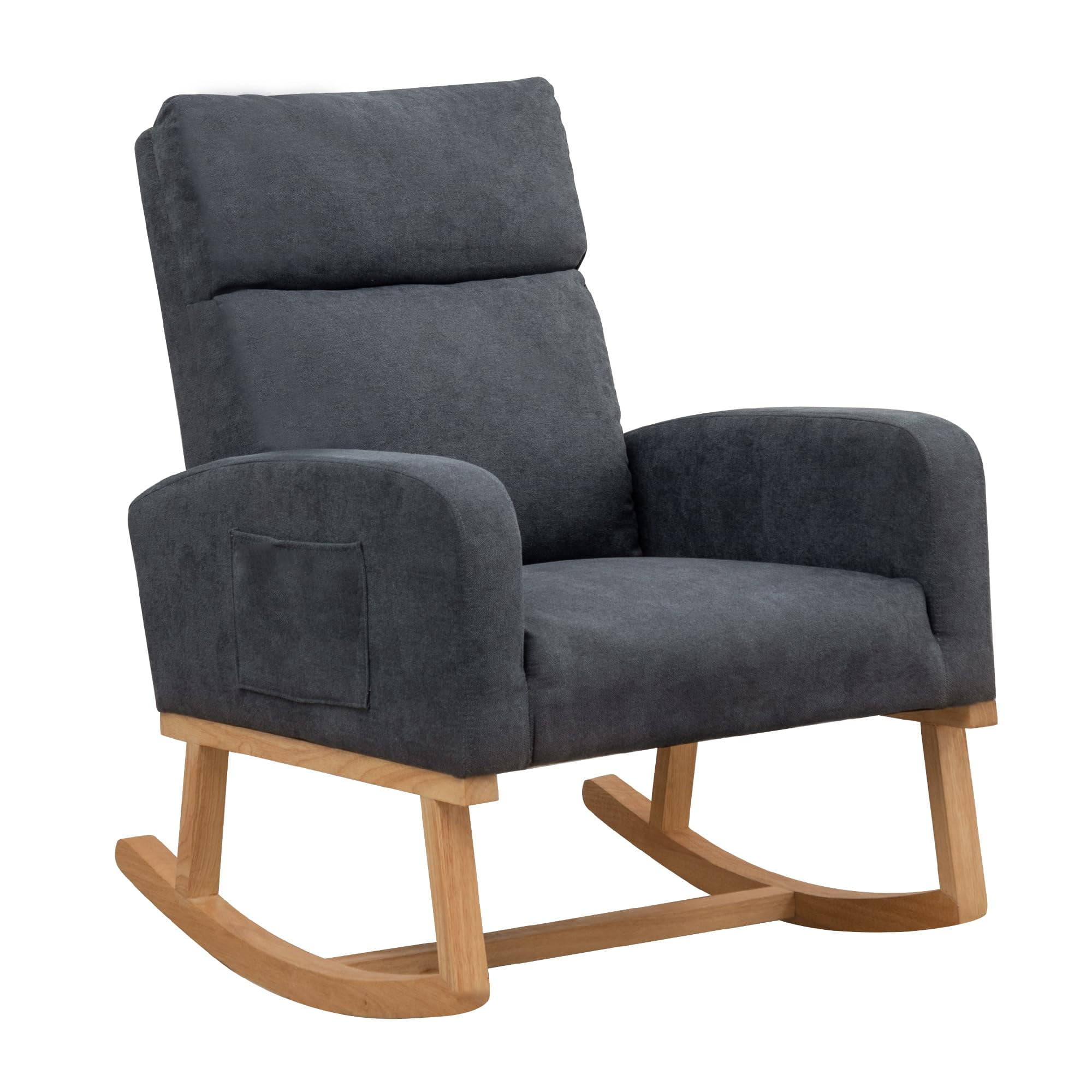 Rocking Chair Nursery Upholstered Glider Chair with Rubber Wood Legs ...