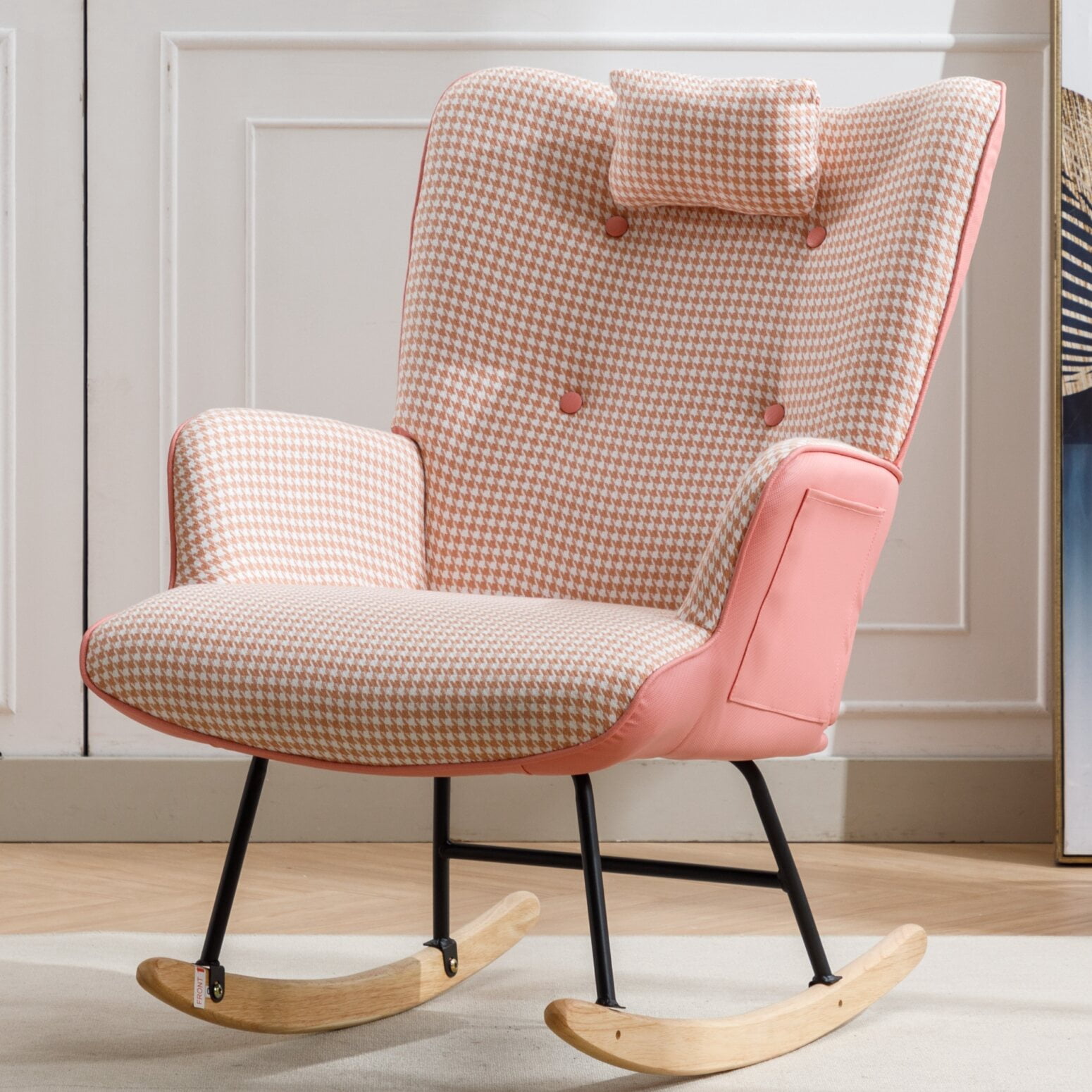 Rocking Chair Nursery, Wingback Glider Rocking Chair with Headrest and ...