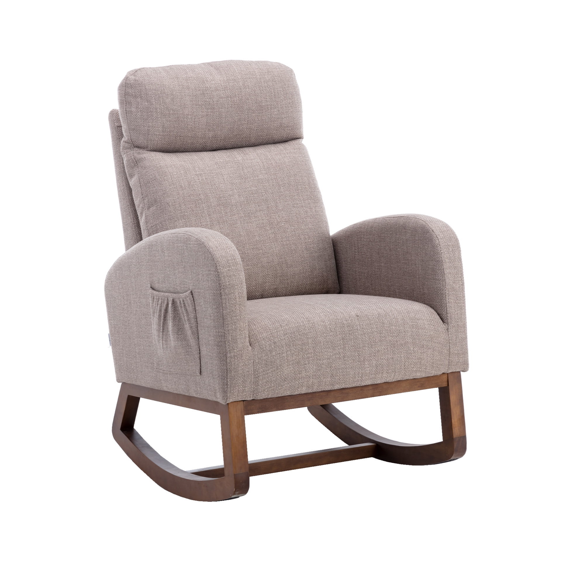 Rocking Chair Nursery with Side Pocket, Upholstered Glider Chair with ...