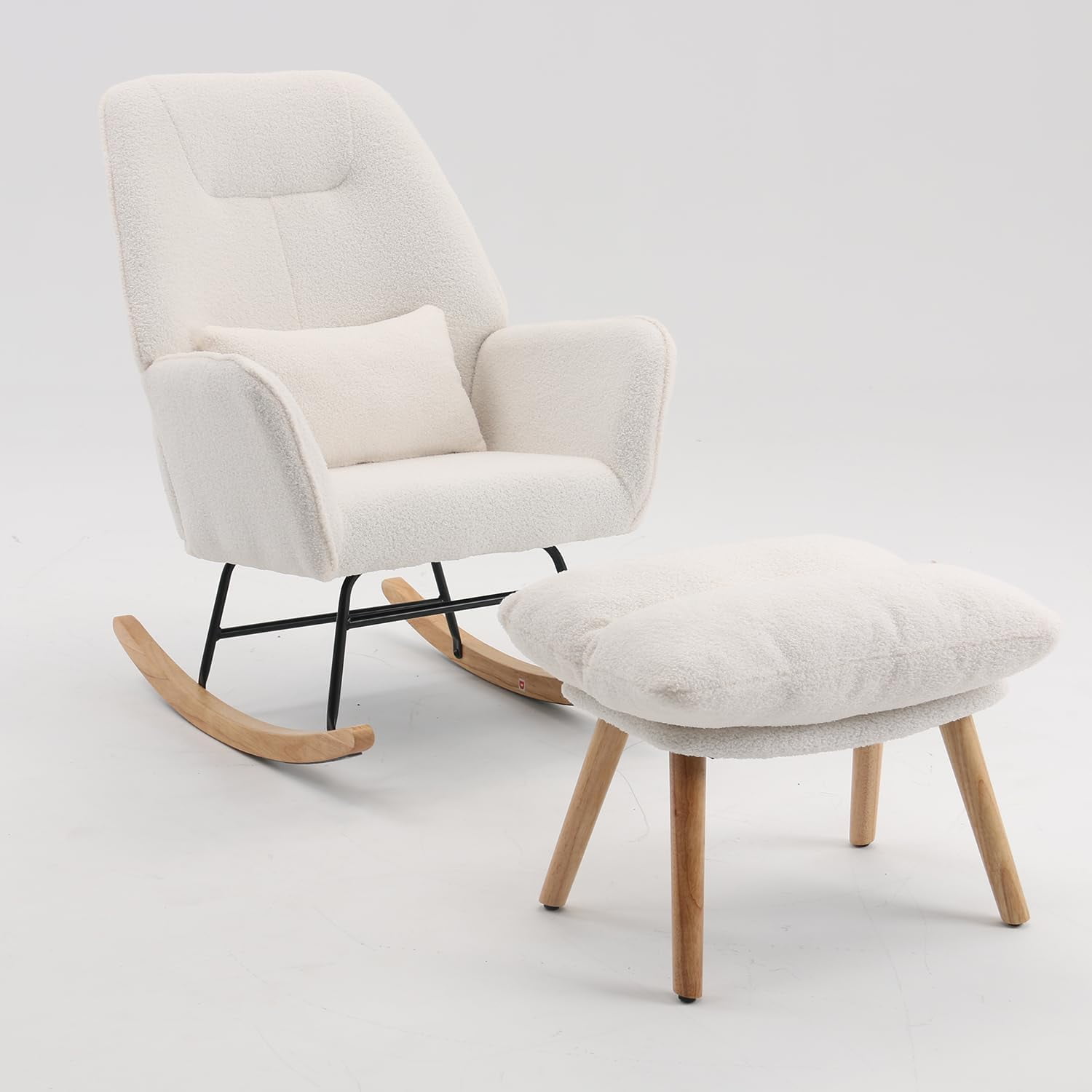 Rocking Chair with Ottoman and Pillow, Glider Rocker Chair, Modern ...