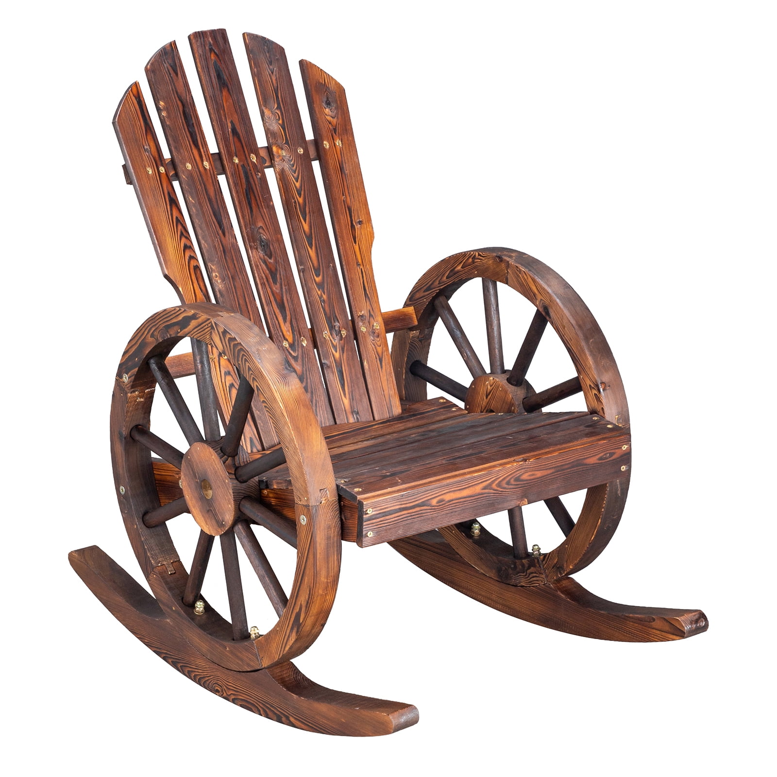 Rocking Chair, Outdoor Garden Chair with Wooden Wheel Base and High ...