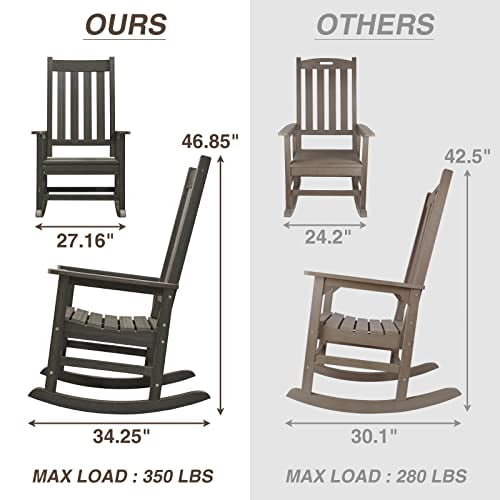 Rocking Chair Outdoor, HDPE Oversized Patio Rocking Chairs, Weather ...