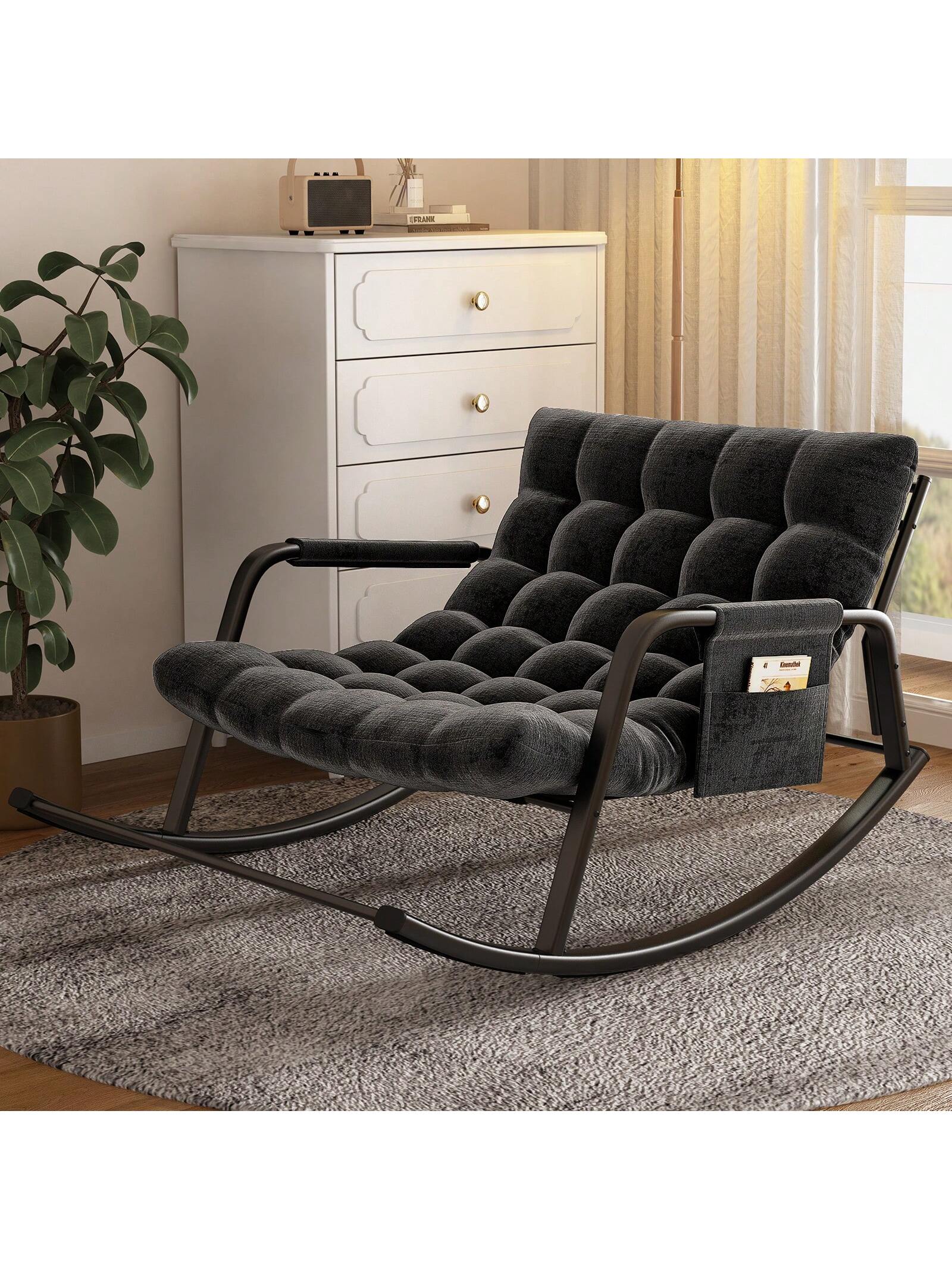 Rocking Chair Outdoor & Indoor, Steel Patio Lounge Rocker Recliner ...