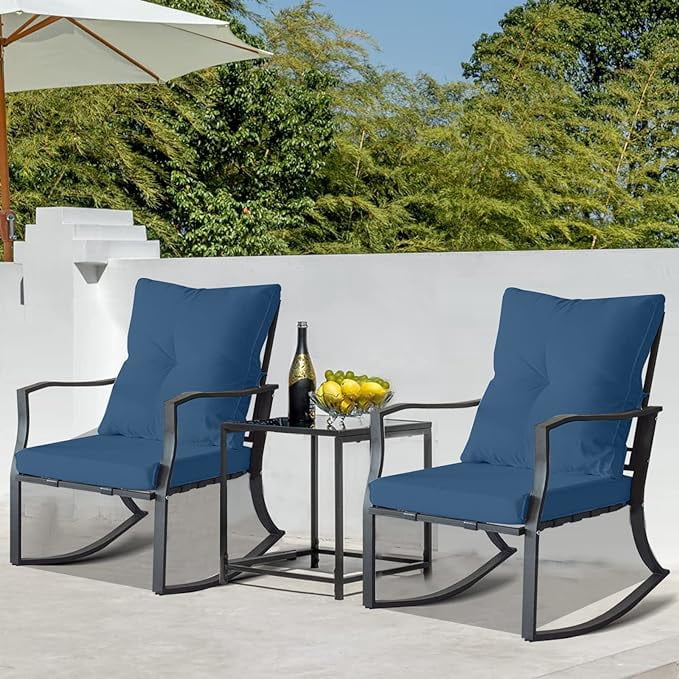Rocking Chair Outdoor，Patio Furniture Set 3 Pieces，Rocking Chairs for 2 ...