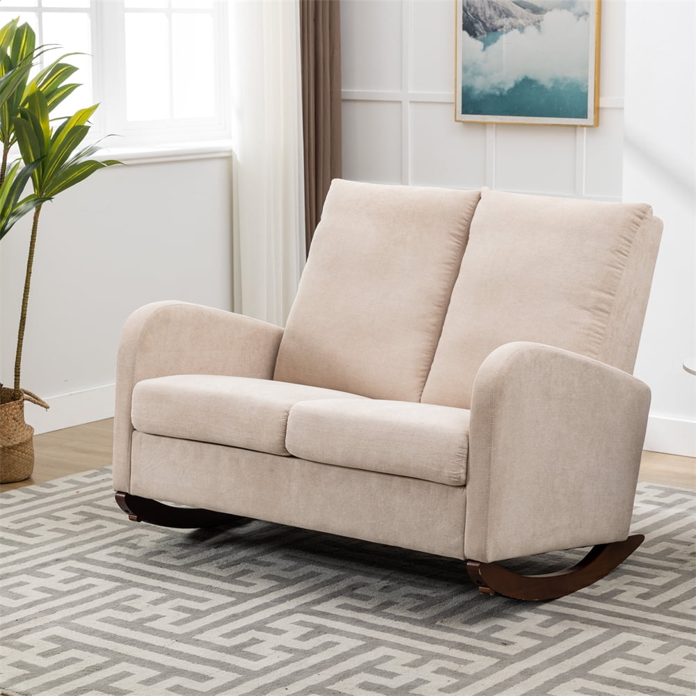 Oversized Wing Back Rocking Chair, Extra Wide Loveseat, Upholstered ...