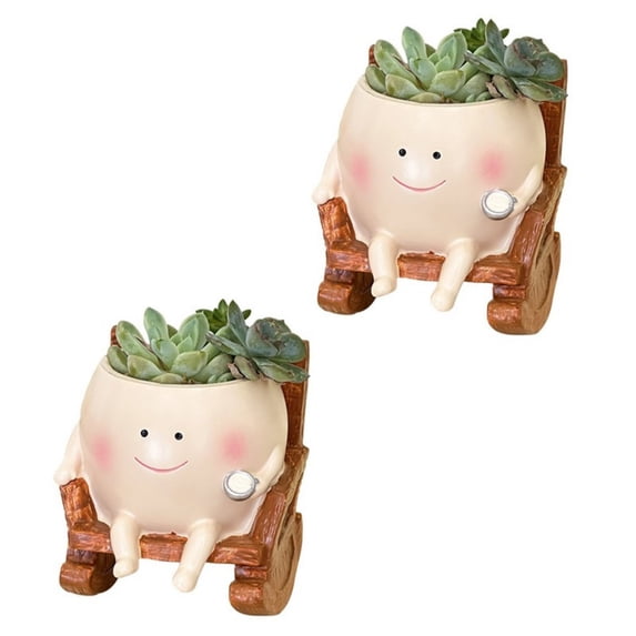 Rocking Chair Plant Container Flowerpot Garden Container Resin Fleshy ...