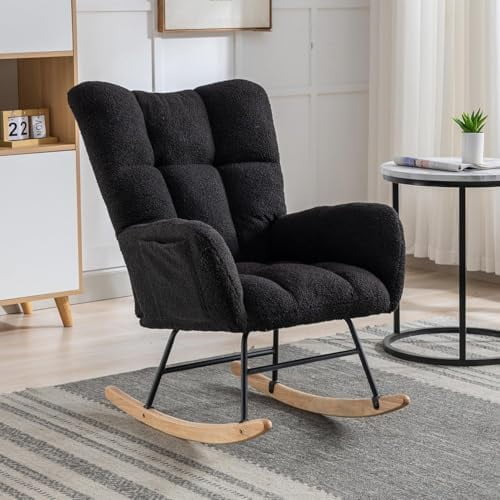 Rocking Chair Teddy Nursery Upholstered Glider Rocker Rocking Accent ...