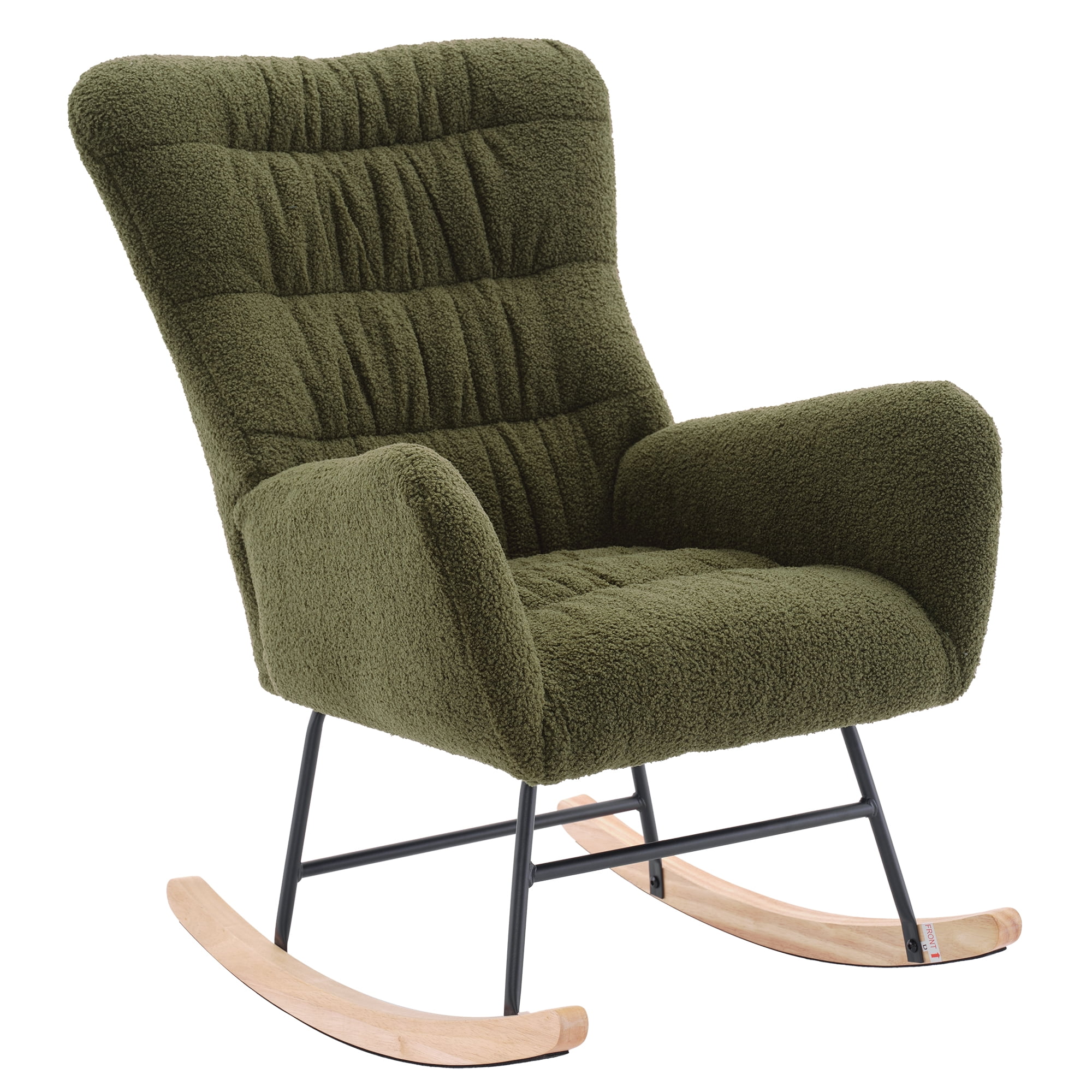 Rocking Chair, Teddy Upholstered Nursery Rocking Chair with High ...