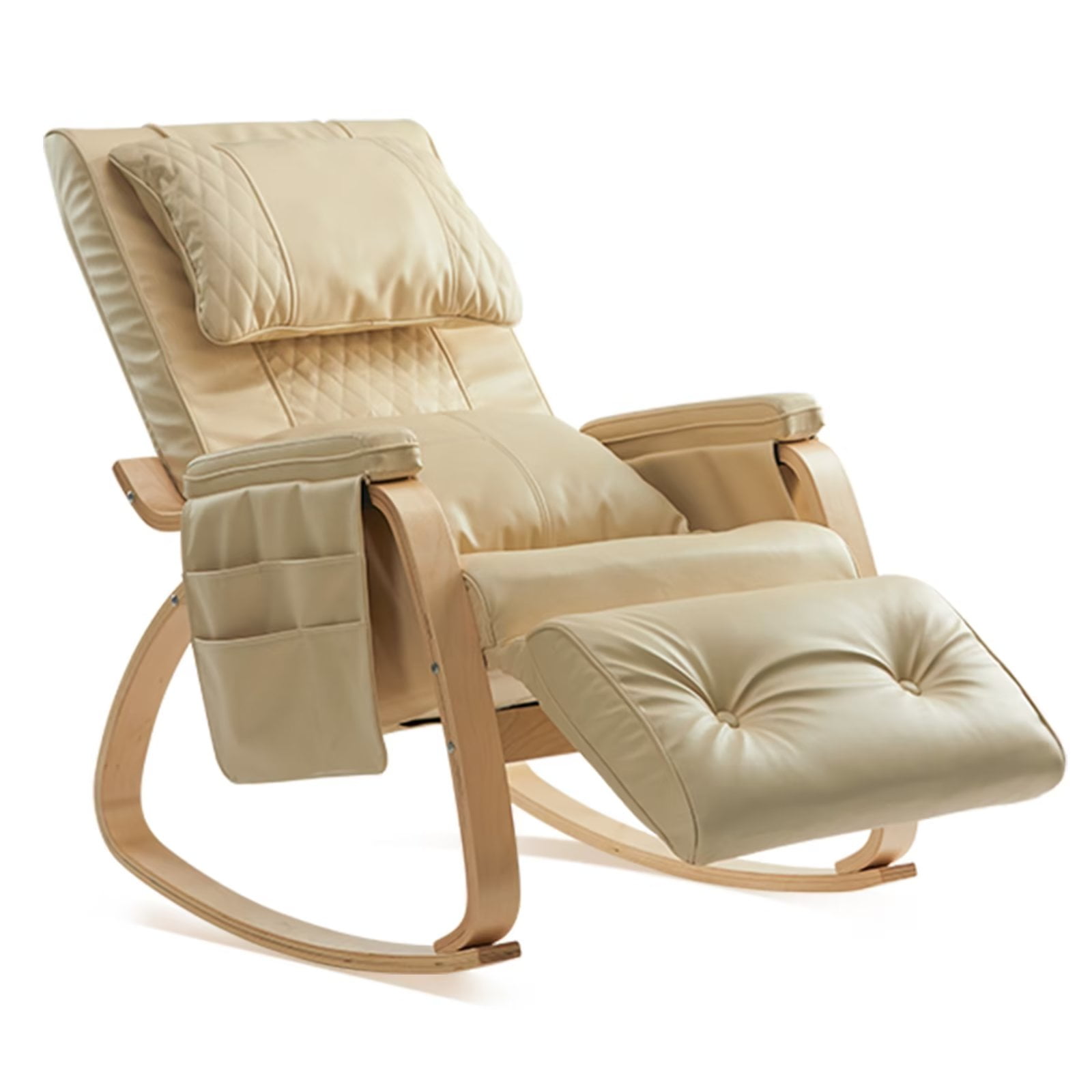 Rocking Chair, Upholstered Chaise Lounge Recliner with High Backrest ...