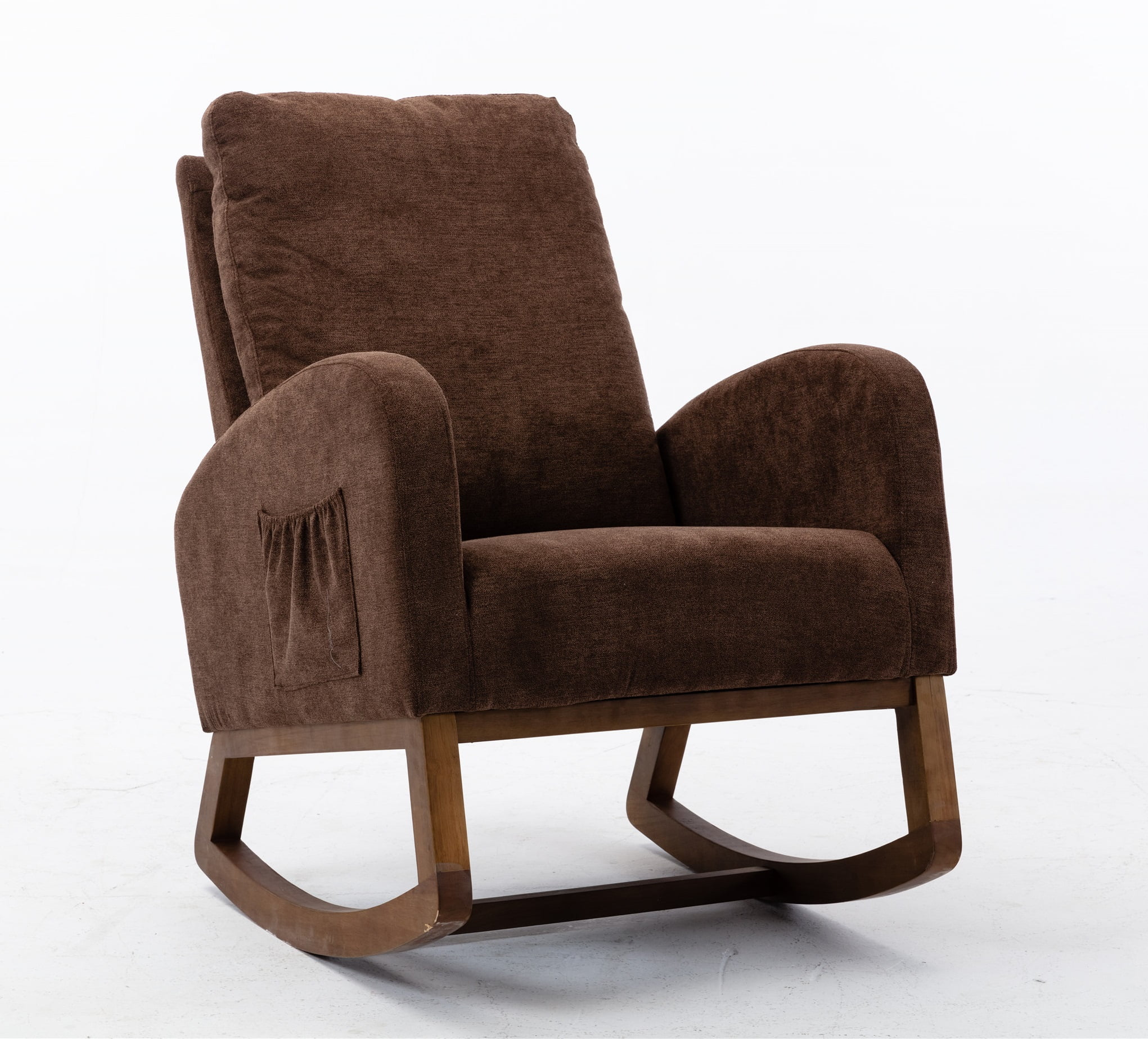 Rocking Chair Upholstered Rocking Chair with Fabric Padded Seat and ...