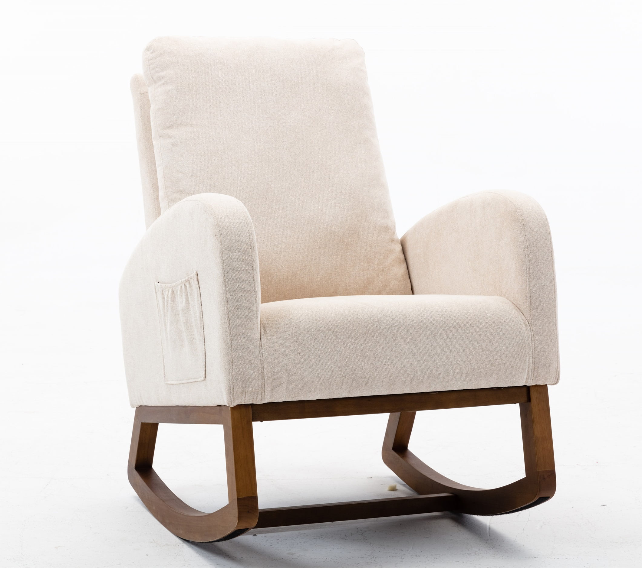 Rocking Chair Upholstered Rocking Chair with Fabric Padded Seat and ...