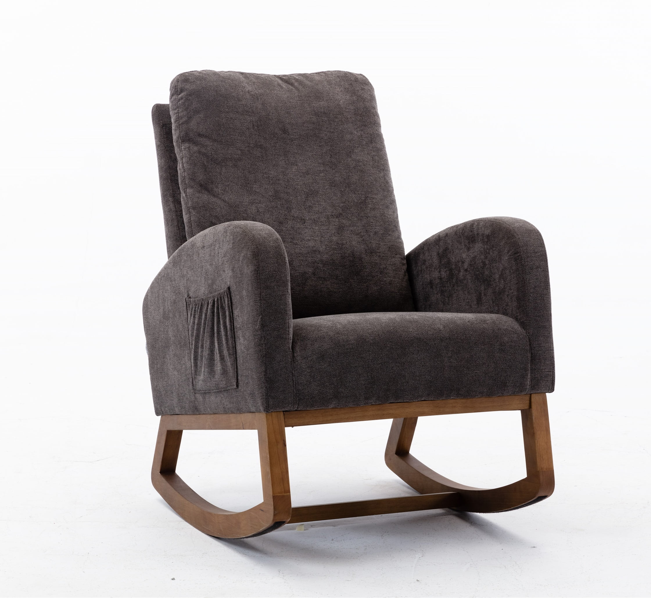 Rocking Chair Upholstered Rocking Chair with Fabric Padded Seat and ...