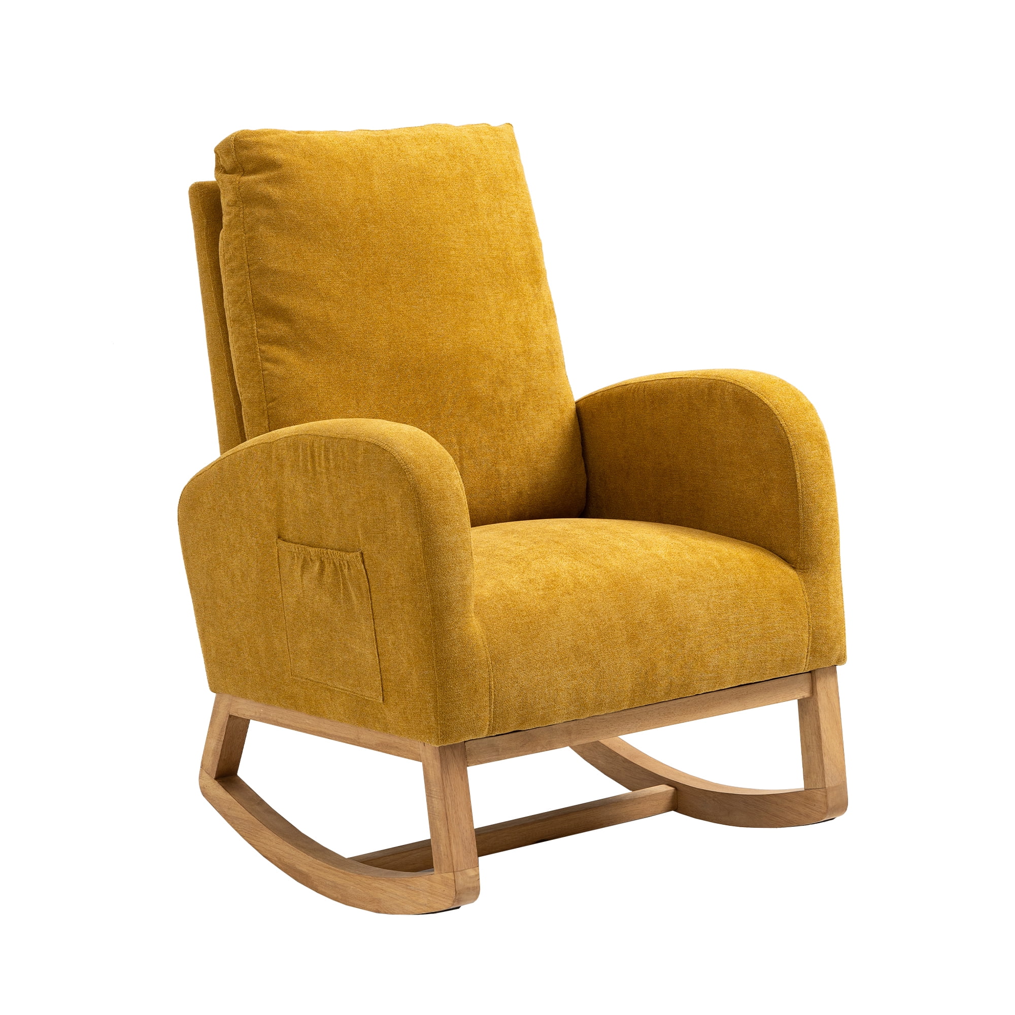 Rocking Chair Upholstered Rocking Chair with Fabric Padded Seat and ...