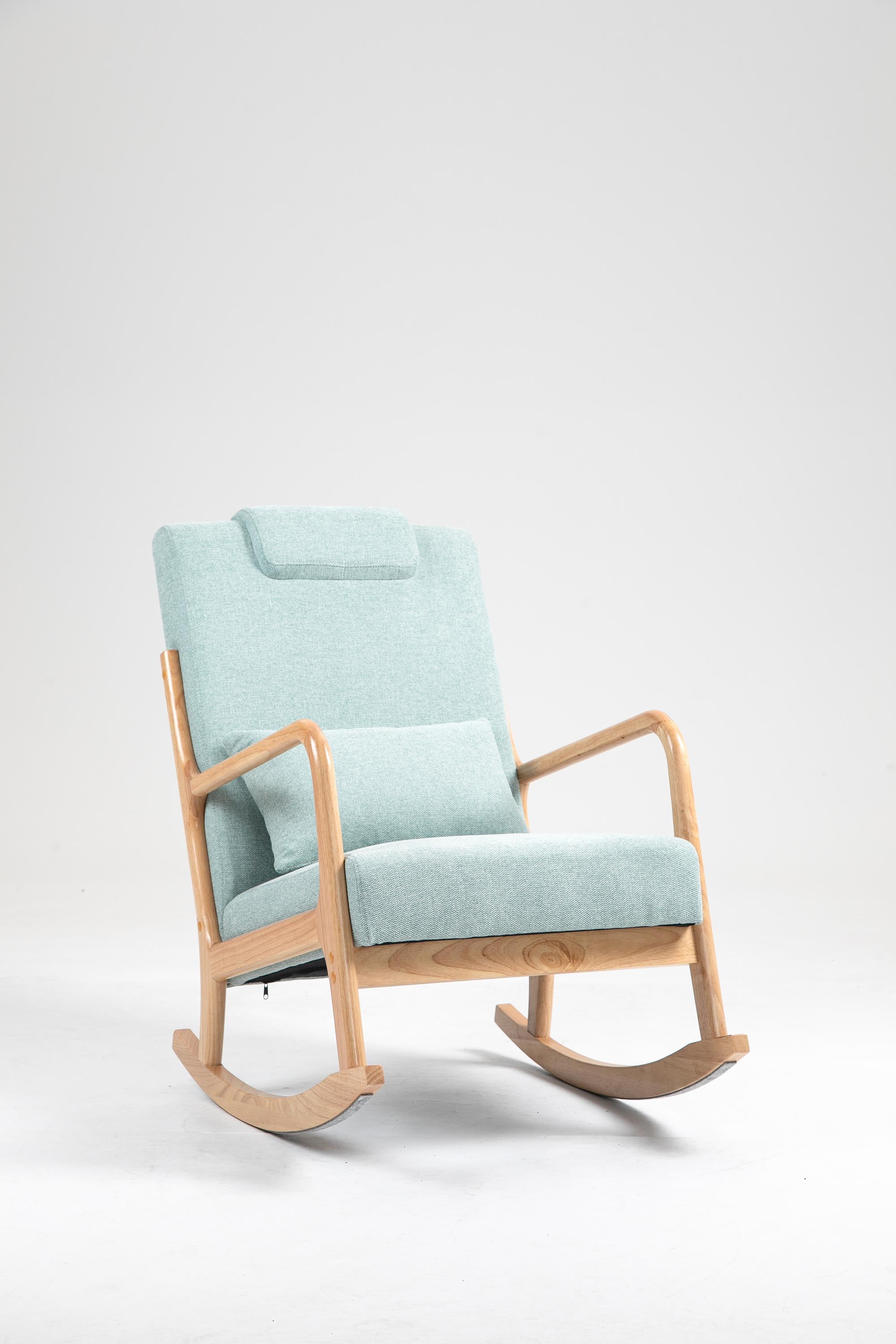 Rocking Chair Upholstered Fabric Rocking Armchair Indoor with High ...
