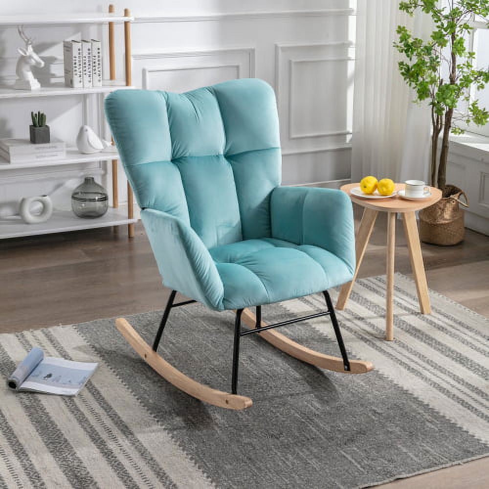 Rocking Chair Velvet Accent Chair with High Backrest and Armrest Accent ...