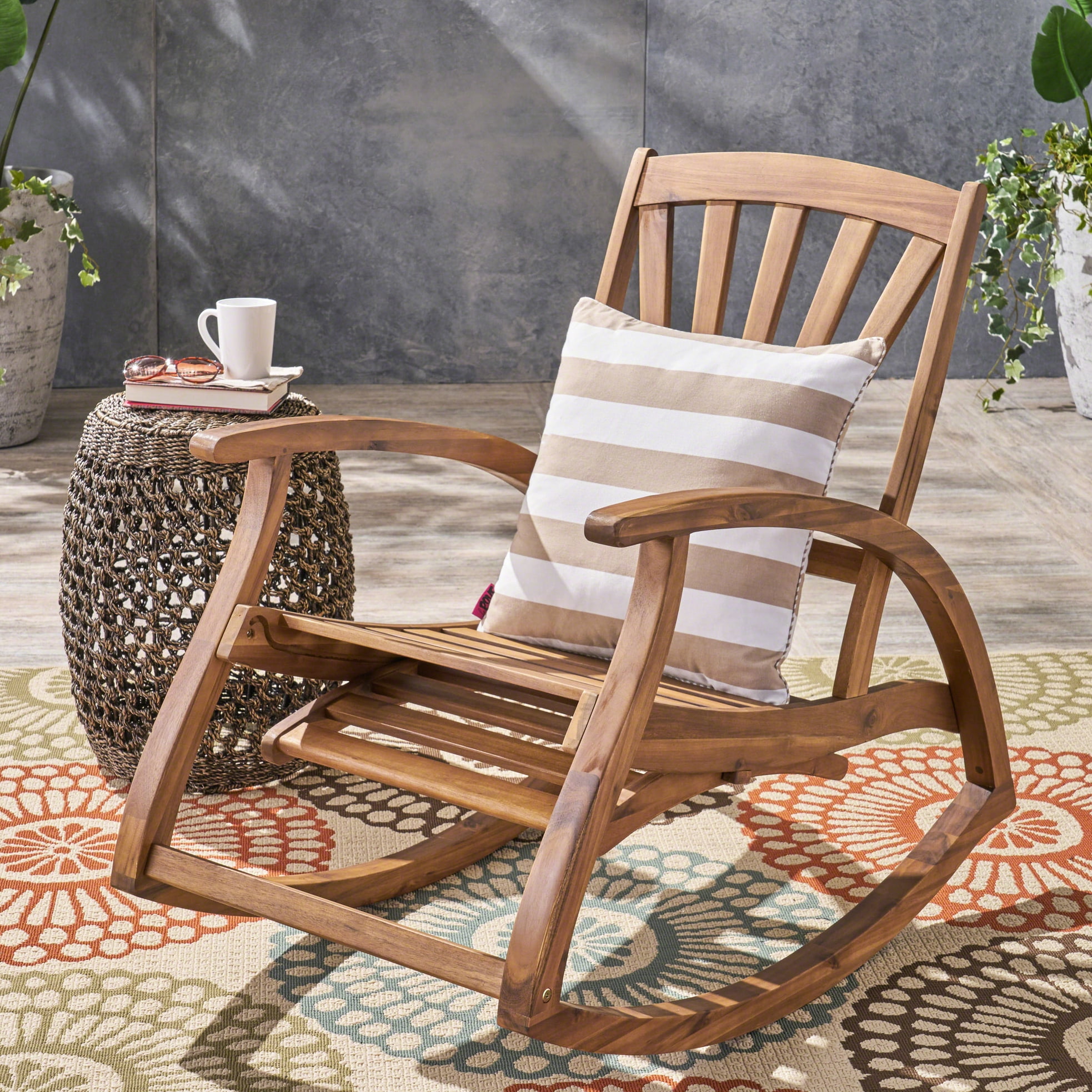Rocking Chair With Function And Retractable Footrest, Made Of Wood ...
