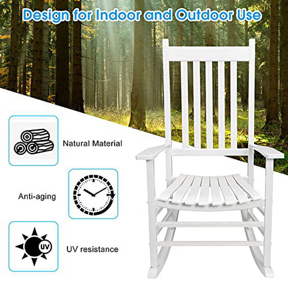 Rocking Chair Wooden Frame Chair Indoor and Outdoor Fade Resistant ...