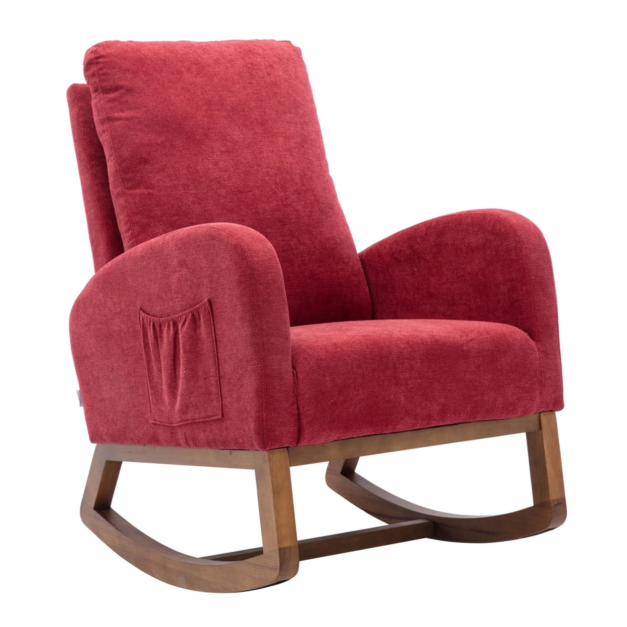 Rocking Chair with Fabric Upholstery and High Back, Red- Saltoro Sherpi ...