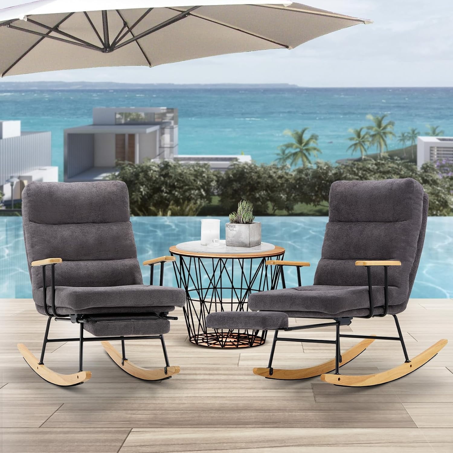 Rocking Chair with Footrest-Glider Rocker Chair with Retractable ...