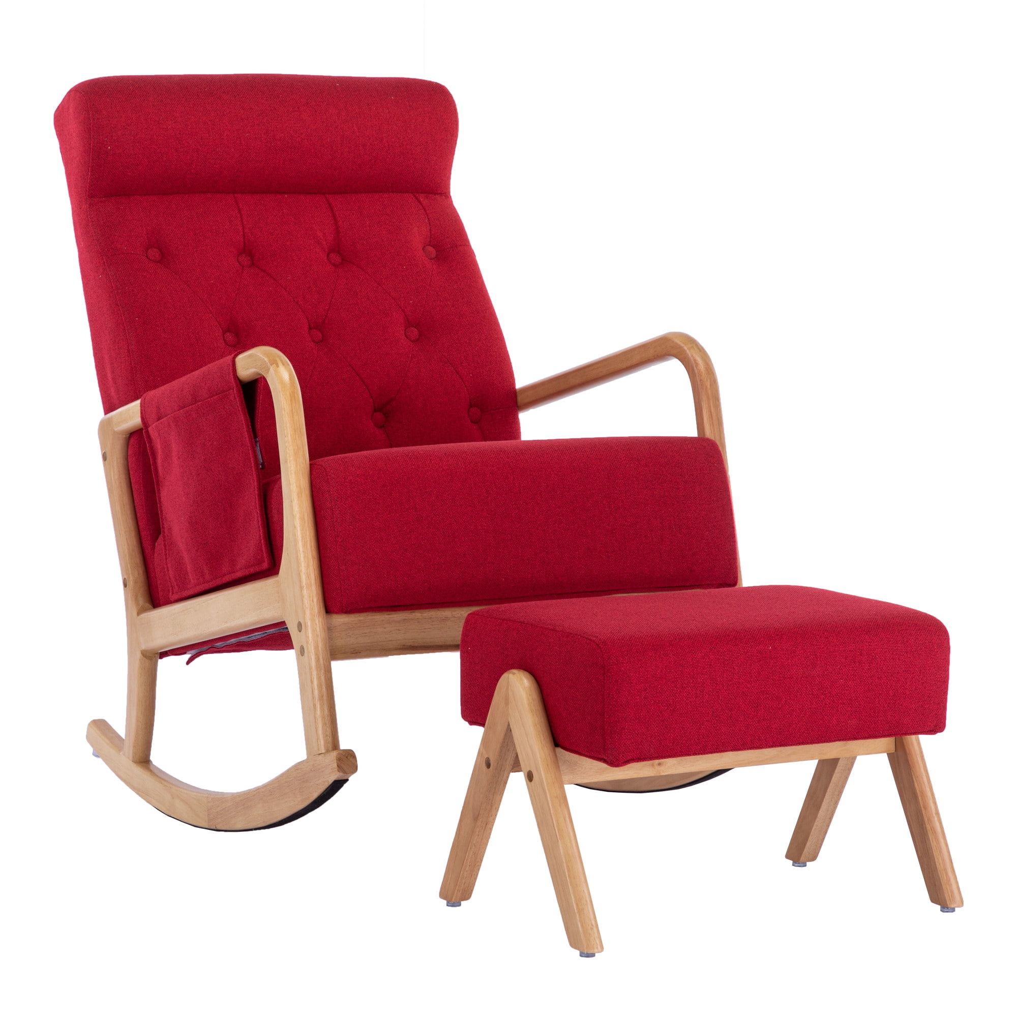 Rocking Chair with Ottoman Upholstered Glider Rocker Chair with Side ...