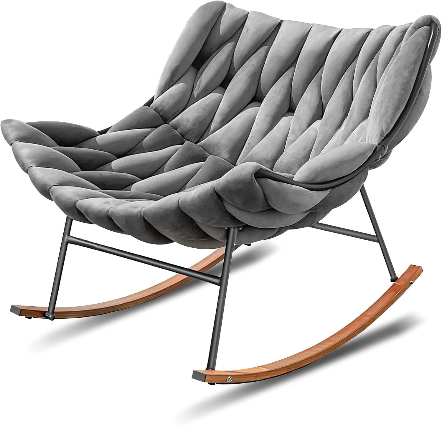 Rocking Chair with Velvet Fabric, Egg Royal Rocking Chair with 4 inches ...