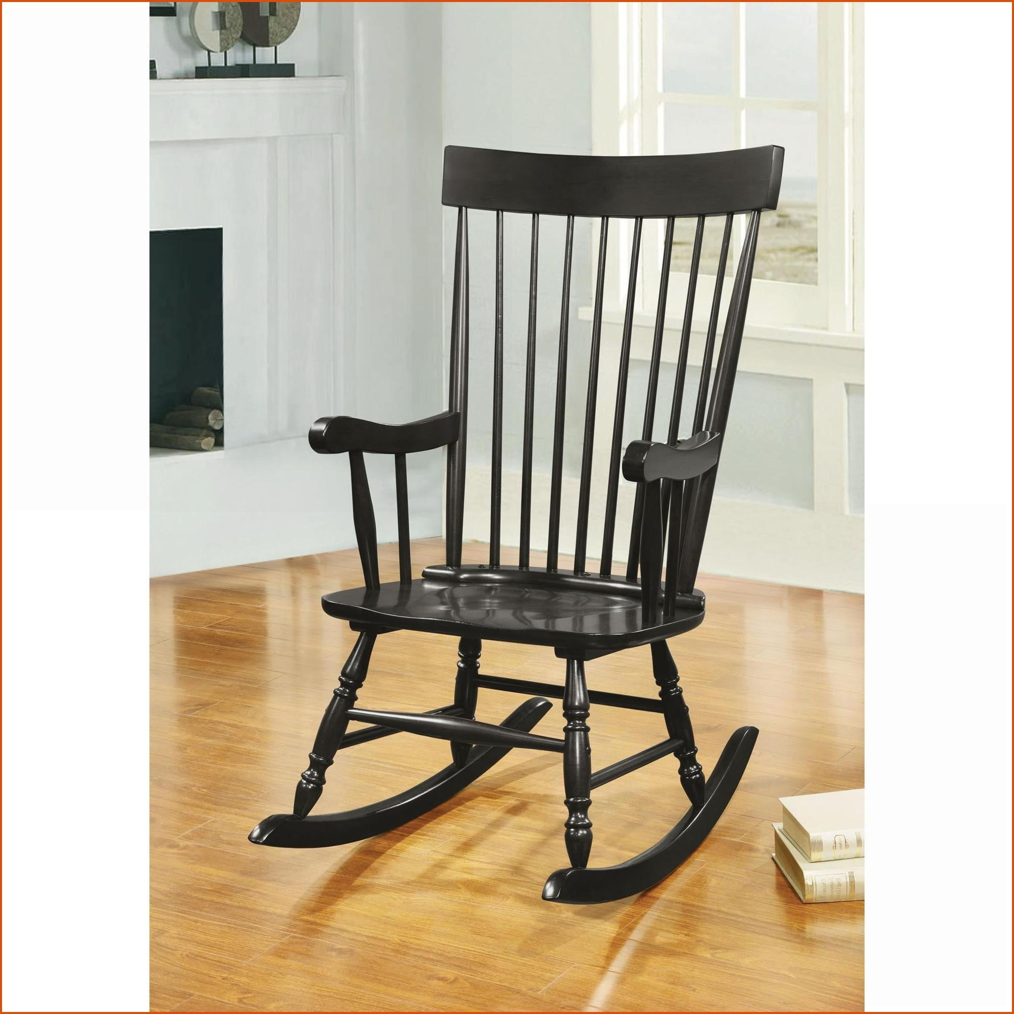 Rocking Chairs, Traditional Arlo Black Finish Spindle Back & Turned ...