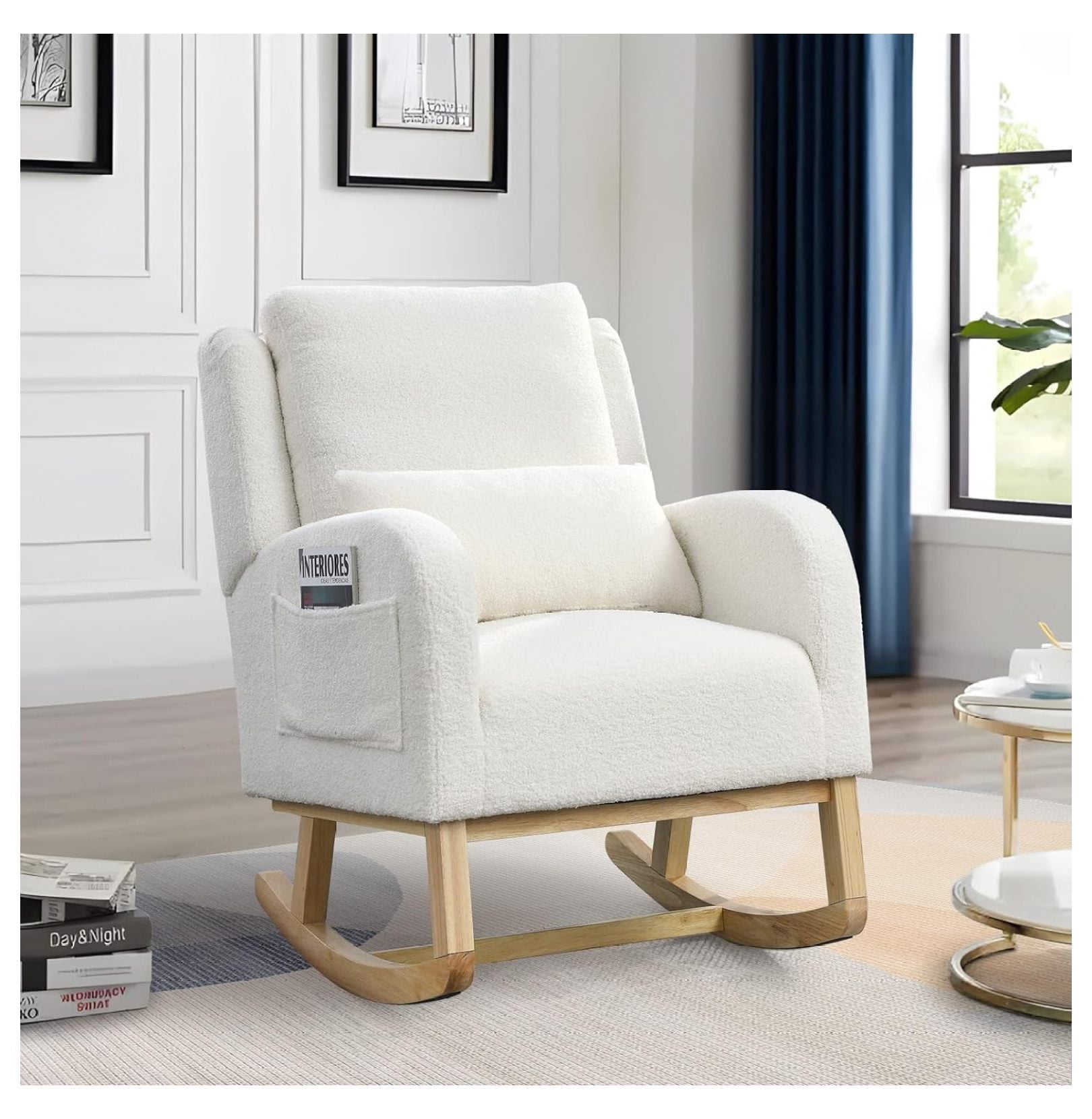 Rocking Glider Chair for Nursery, Wingback Accent Rocker Chair ...