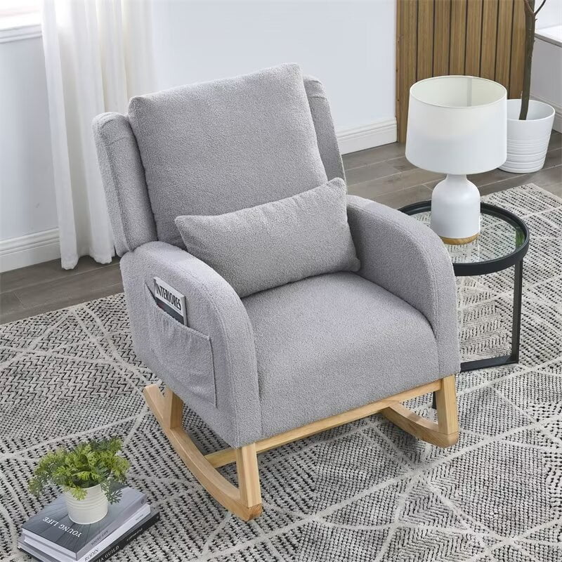 Rocking Glider Chair for Nursery, Wingback Teddy Accent Rocker Chair ...