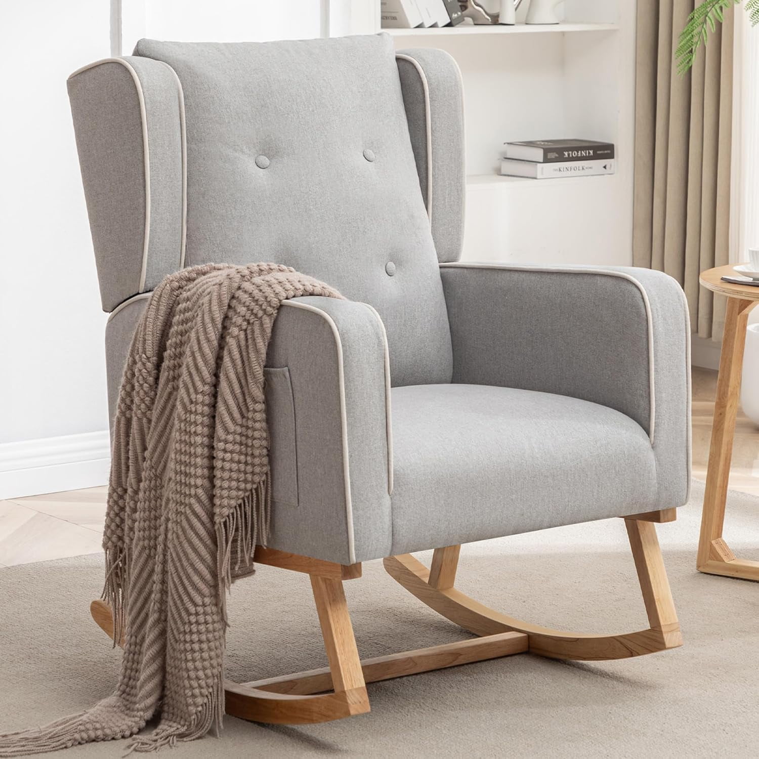 Rocking Glider Chairs, Nursery Rocking Chair with Side Pocket for ...