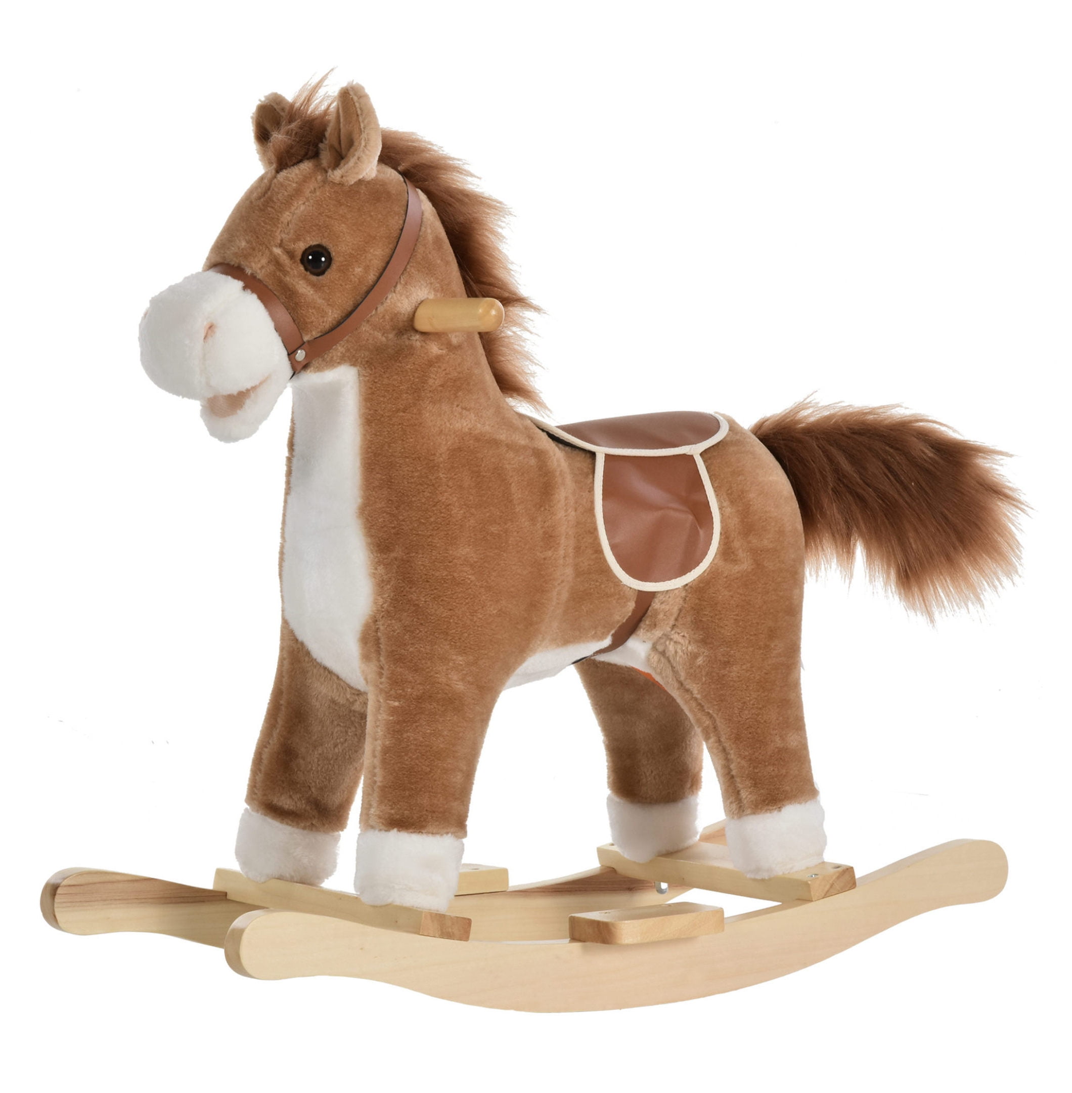 Rocking Horse Plush Animal on Wooden Rockers, Baby Rocking Chair with ...