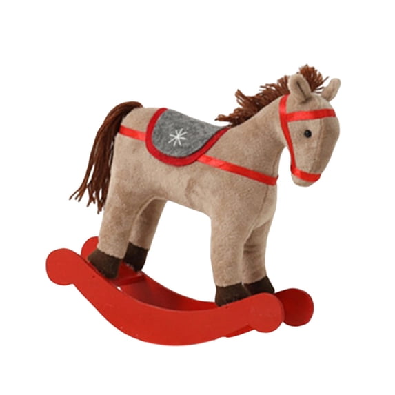 Rocking Horse Plush Toy Wood Festive Ornament Multi Function 9x3x10 ...