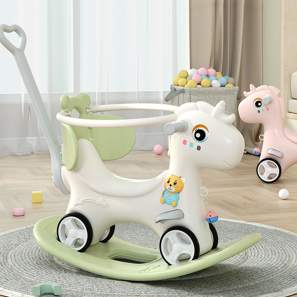 Rocking Horse for Toddlers, Baby Rocking Unicorn Toy with Push Handle ...