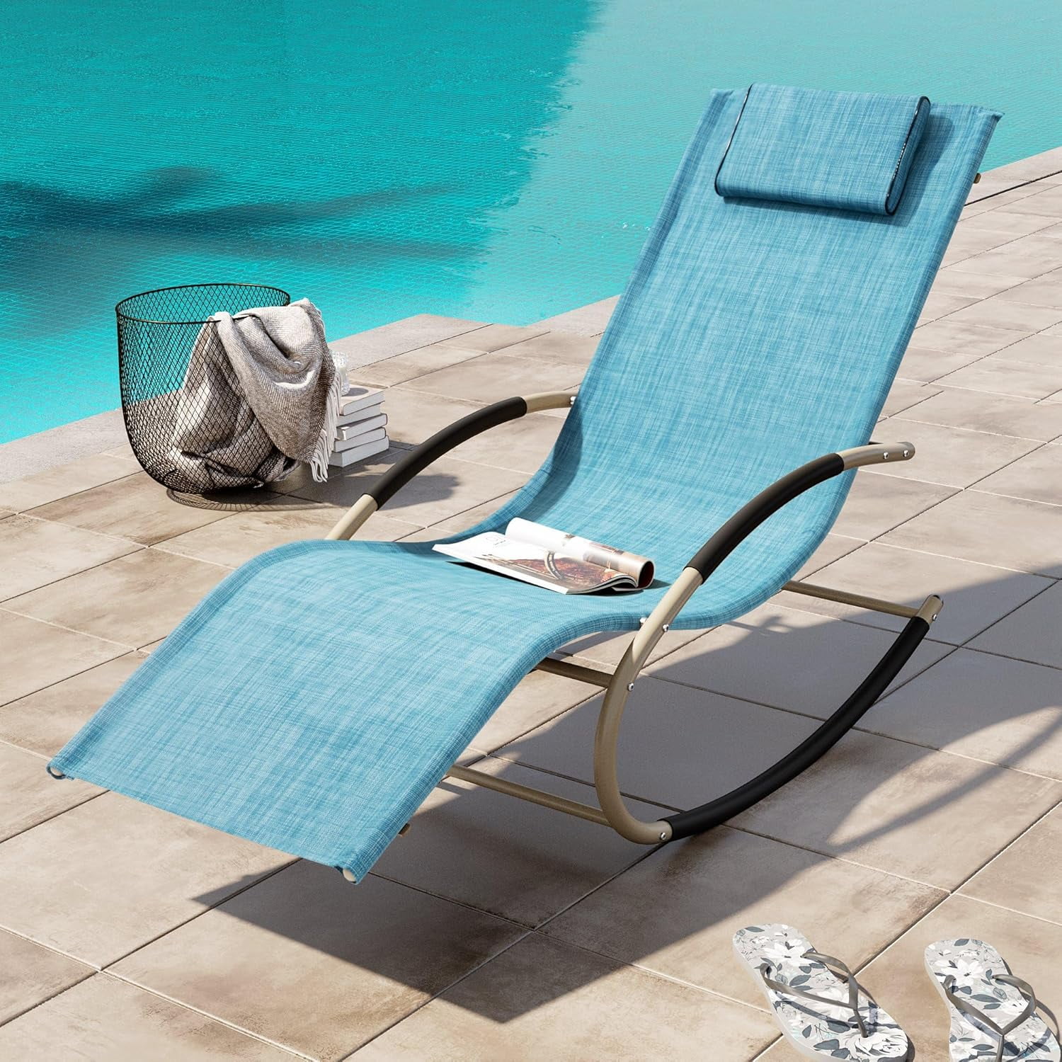 Rocking Outdoor Lounger Chair Chaise Lounge Rocker - Patio Lounge Chair ...
