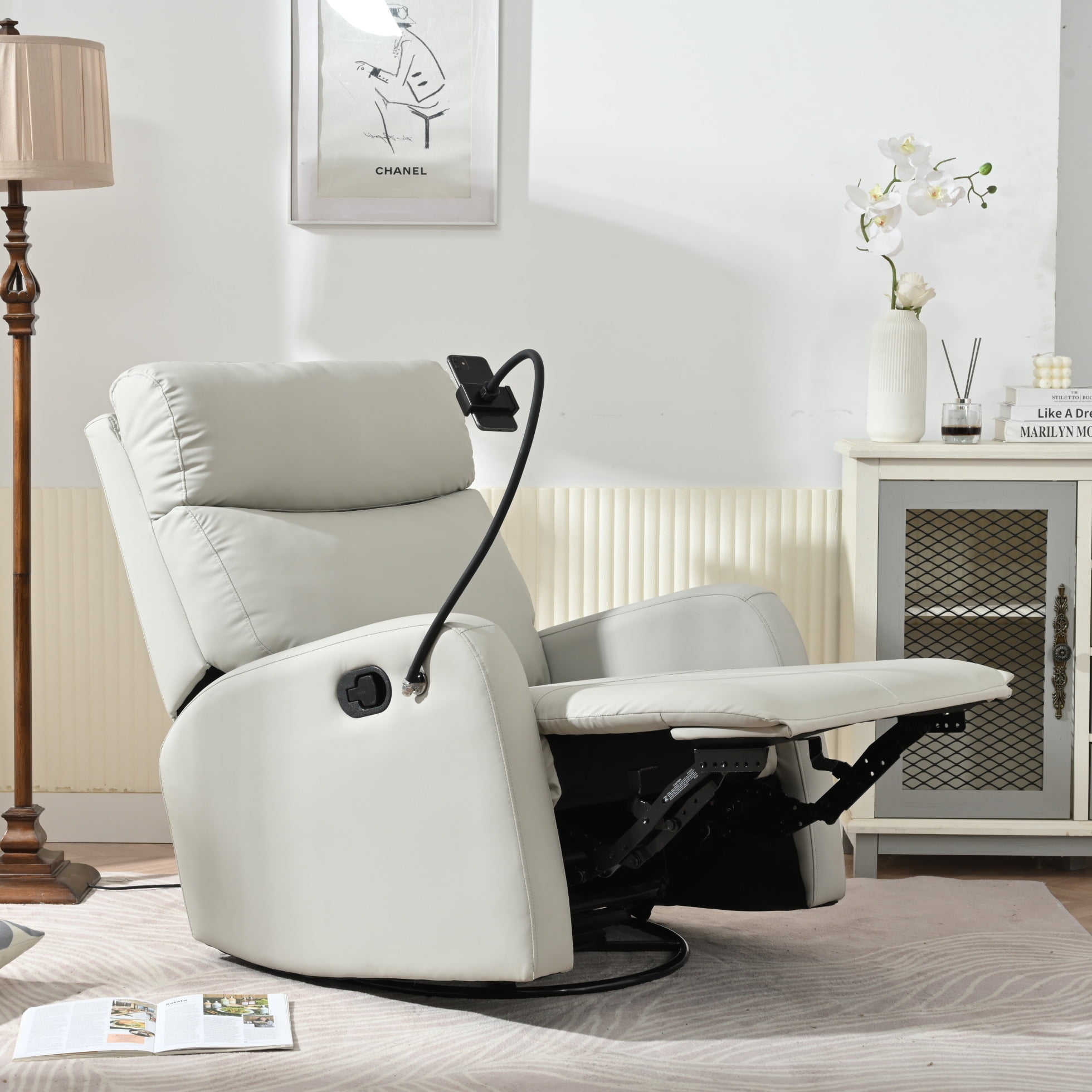 Rocking Recliner Chair, 360 Swivel Rocker Chair with Phone Holder ...