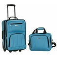 Rockland Heavy Duty Expandable Carry Suitcase - 2 PC Turquoise Luggage ...
